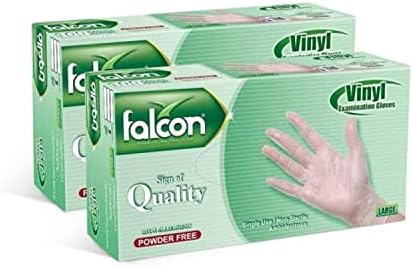 Falcon Vinyl Gloves - Clear Powder Free Large (2 Packs x 100 Pieces ...