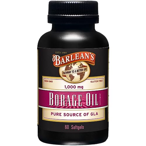 Barlean's Borage Oil Capsules, 1000mg Cold Pressed Pure Borage Seed Oil ...
