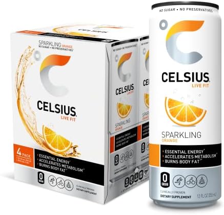 CELSIUS Sparkling Orange, Functional Essential Energy Drink 12 Fl Oz ...