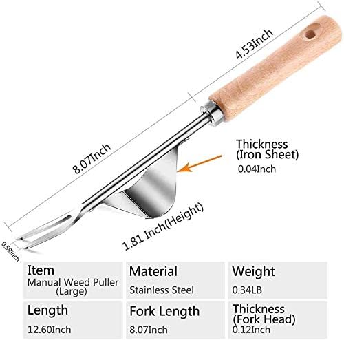 Manual Weeder Tool, Stainless Manual Weed Puller Bend-Proof with Smooth ...