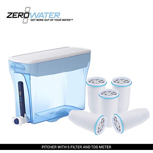 ZeroWater 23-Cup Pitcher with 5 Filters and Water