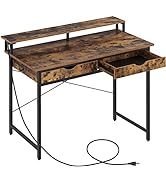 Amazon.com: Rolanstar Computer Desk with 2 Drawers and Power Outlet, 47 ...