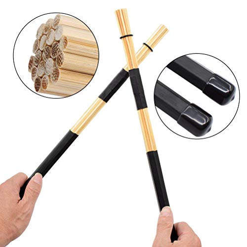 Cooyeah Drum Stick Brush Set, 1 Pair 5A Classic Maple Wood Drum Sticks 1 Pair Retractable Drum ...