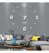 Amazon.com: Vangold Frameless DIY Wall Clock 3D Mirror Wall Clock Large Mute Wall Stickers for ...