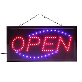 Letrero luminoso LED, Bombilla de cartel con mensaje OPEN, 48 cm x 25 ...
