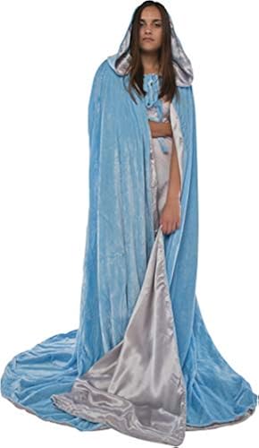 Artemisia Designs Light Blue Cloak with Hood for Adult Men Women Velvet ...