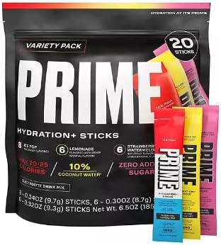 Prime Hydration+ Powder Drink Sticks Variety Pack 2.0 (20 Sticks - 3 ...