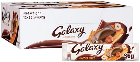 Galaxy Hazelnut Chocolate, Pack of 12 x 36g, Moments of Pleasure with ...