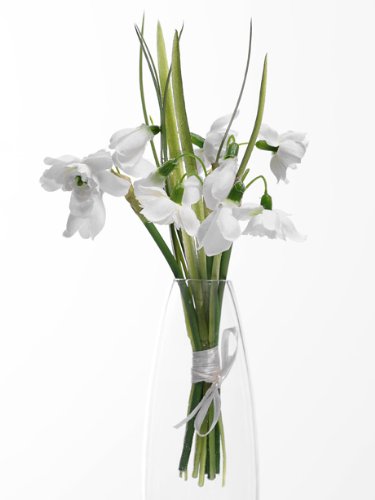 Pretty Artificial Silk Snowdrop Flowers in White Ceramic Pot Spring ...