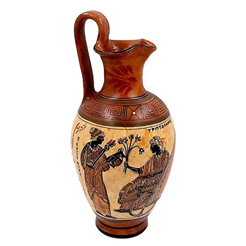 Greek Pottery Vase 30cm,Oinochoe, Triptolemus with Demeter,God Hermes ...