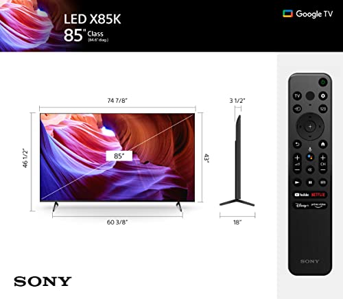 Sony 85 Inch 4K Ultra HD TV X85K Series: LED Smart Google TV with Dolby Vision HDR and Native ...
