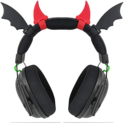 Black Bat Wings+ Red Demon Horns for Headphones,Headsets Attachment ...