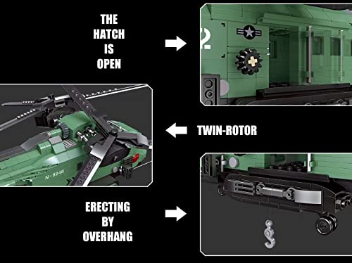 BDYDT Twin Rotor K-MAX Helicopter Building Blocks Sets（705 Pieces） Gift ...