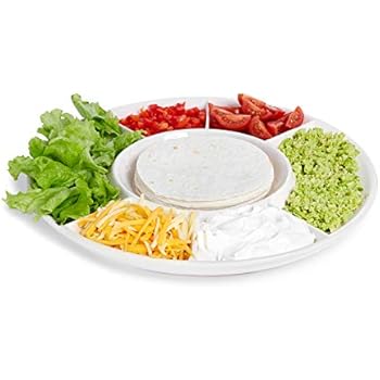 Amazon.com | Taco Serving Plate - Divided Taco Condiment Platter Tray ...