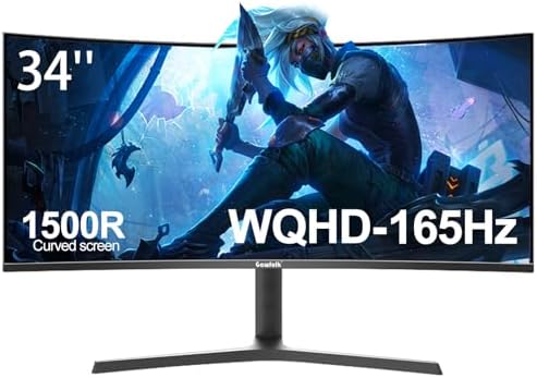 سعر Gawfolk 34 Inch Ultrawide Curved Gaming Monitor, 1500R PC Screen 165hz UWQHD 3440x1440 ...