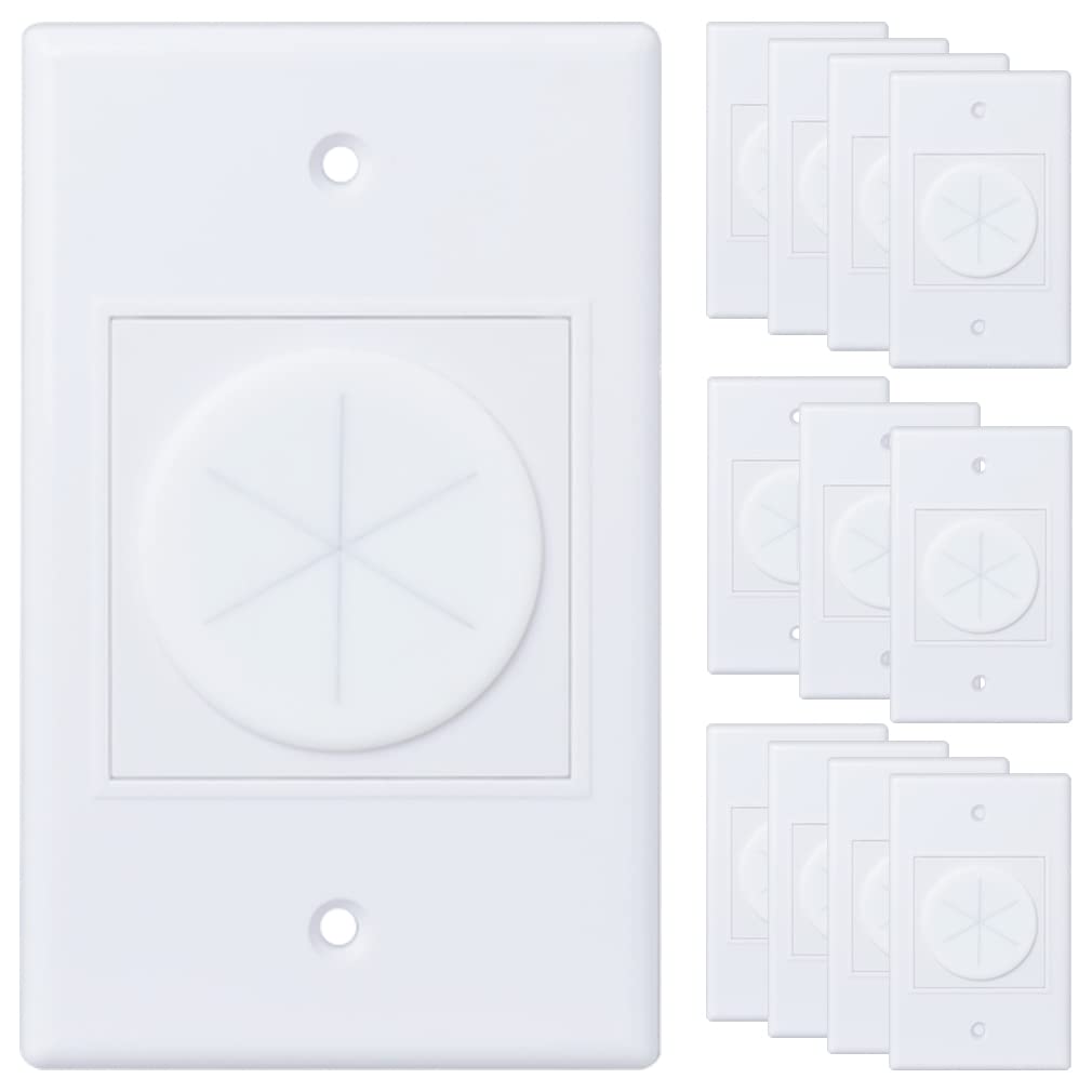 YOEMELY Cable Pass Through Wall Plate - White 12 Pack, 1-Gang with ...