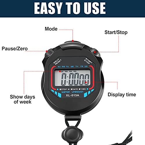 2 Pieces Digital Stopwatch Timers Sports Stopwatch Water Resistant ...