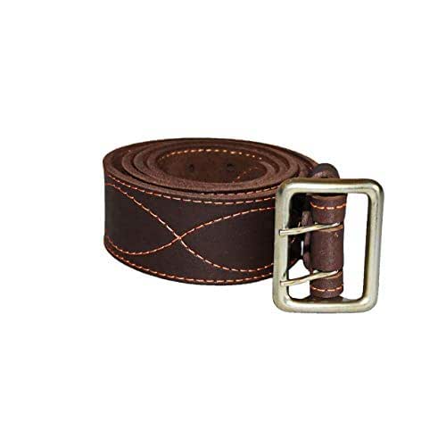 Amazon.com: Men's Leather Brown Belts with Double Prong Buckle | Extra ...