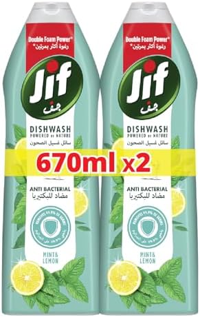 JiF Antibacterial Dishwashing liquid for 100% Grease Removal, Mint ...