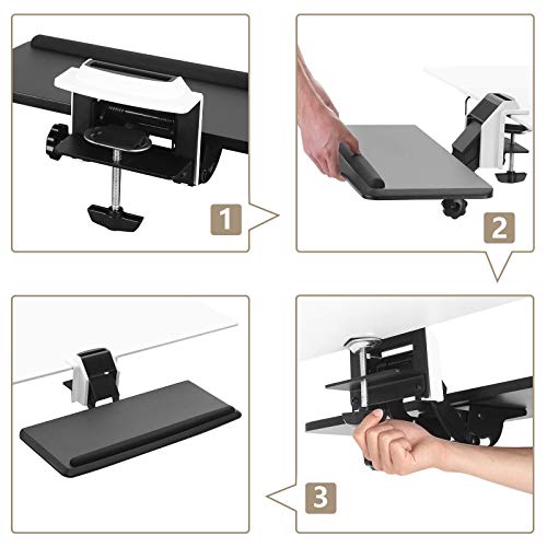 Saemoza Adjustable Keyboard Tray, Sturdy C Clamp Mount System ...