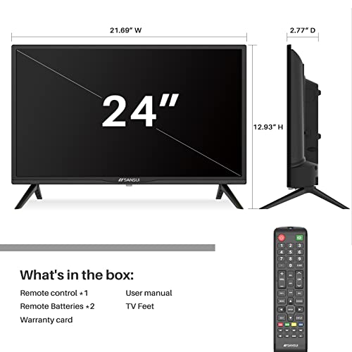 SANSUI ES24Z1, 24 inch HD (720P) LED TV with Built-in HDMI, USB, VGA ...
