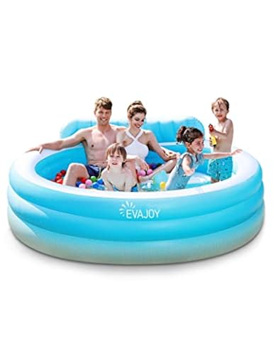 Evajoy Inflatable Pool, Full-Sized Inflatable Swimming Family Pool with ...