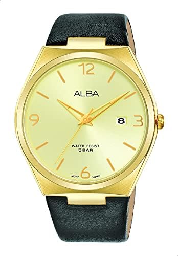 Alba Watch for Men, Automatic Movement, Analog Display, Black Leather ...