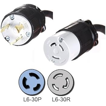 NEMA L6-30P to L14-30R Plug Adapter - 1 Foot, 30A/250V, 10 AWG - Iron ...