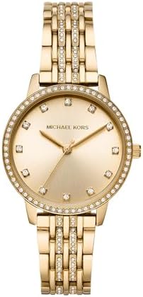 Michael Kors Women's Melissa Three-Hand Gold-Tone Stainless Steel Watch ...