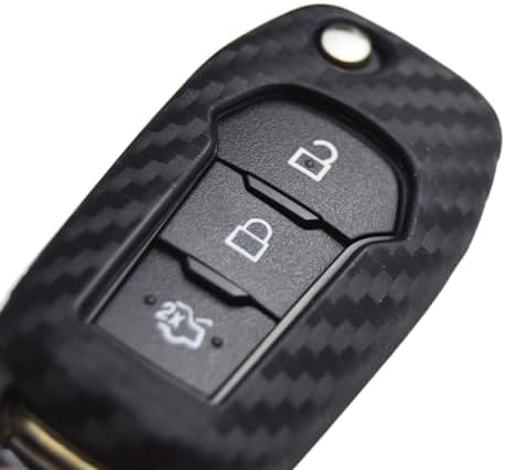 Carbon Silicone Key Fob Cover Protector with Keychain for Ford Mustang ...