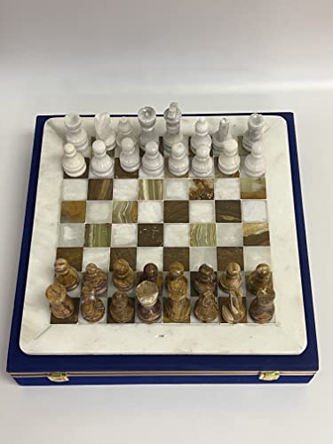 ApexGlobal Large Handmade Full Chess Set, Brown & White, Marble Chess ...