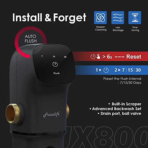 Frizzlife JX800 Spin Down Sediment Water Filter, Auto-Flushing with ...