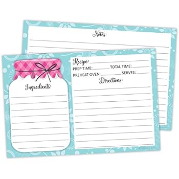 Amazon.com: 50 Double Sided Recipe Cards 4x6, Wedding Bridal Shower ...