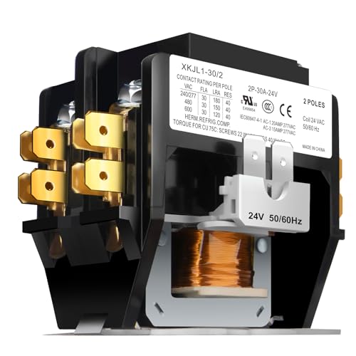 HVAC Contactor,FOCSPROD 30 Amp Double Pole / 2 Pole Contactor 24V Coil ...