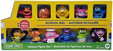 Sesame Street School Bus Deluxe Figure Set - 11 Figures - Toys Include ...