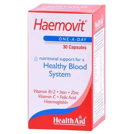 HealthAid Haemovit - Vitamin B12, Iron, Haemoglobin - 30 Capsules ...