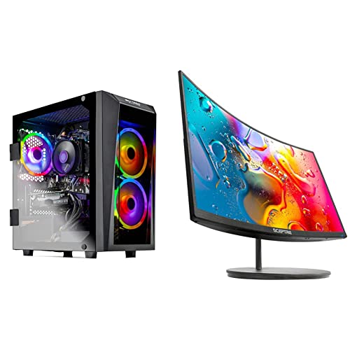 SkyTech Blaze II Gaming Computer PC Desktop & Sceptre Curved 27" 75Hz ...