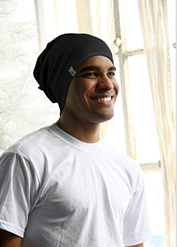 Satin Lined Sleep Cap for Men with Curly Hair Dreadlocks - Black Hair ...