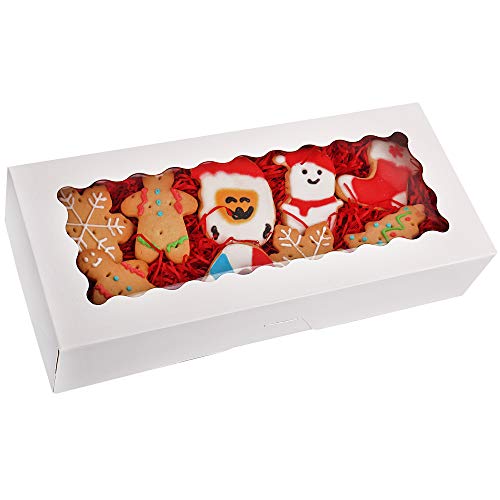 20-Pack Cookie Boxes with Window, 12.5" x 5.5" x 2.5", White Bakery ...