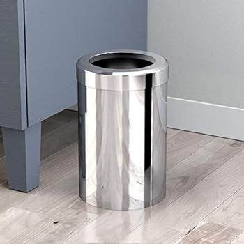 Amazon.com: Kraftware Mylar Polished Chrome Waste Basket with 3/4-Inch ...