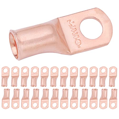 SELTERM 25pcs 1/0 AWG 3/8" Stud Battery Lugs, Ring Terminals, Heavy ...