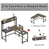 TechLand L-Shaped Desk with Hutch, 55 Inch Corner Computer Desk Gaming ...
