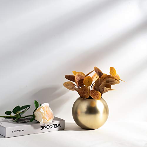 IMEEA Round Flower Vase Stainless Steel Fish Bowl Shaped Vase for Home ...