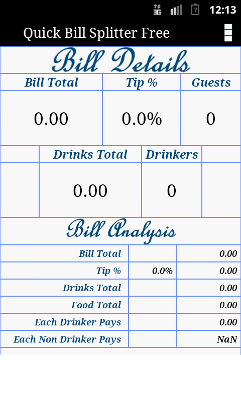 Quick Bill Splitter & TIp Calculator:Amazon.com:Appstore for Android