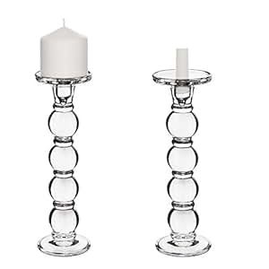 Amazon.com: CYS EXCEL Glass Candle Holders for 3" Pillar or 3/4" Taper Candle. Candle Holder ...