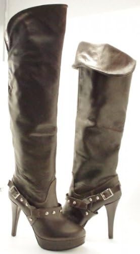 Laura Busi - Made in Italy Damen Leder Overknee Stiefel, Gürtel, High ...