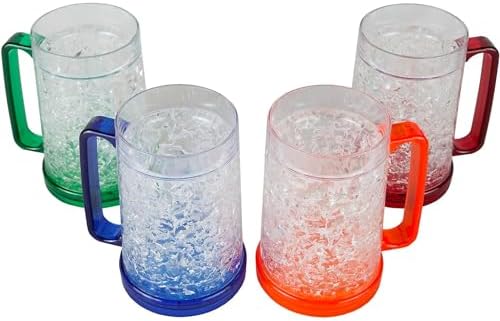 Lily's Home Freezer Beer Mugs, Double Wall, Insulated with Liquid Gel ...