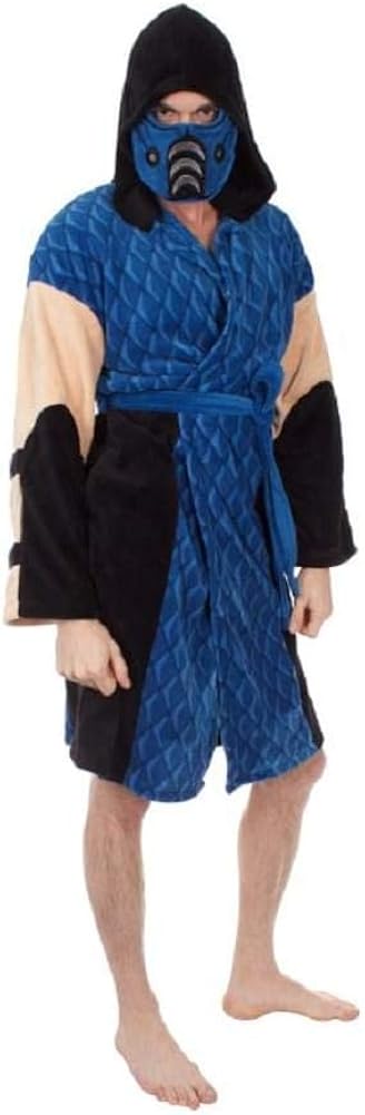 Mortal Kombat Men's Sub-Zero Hooded Plush Robe, Blue, One Size at ...