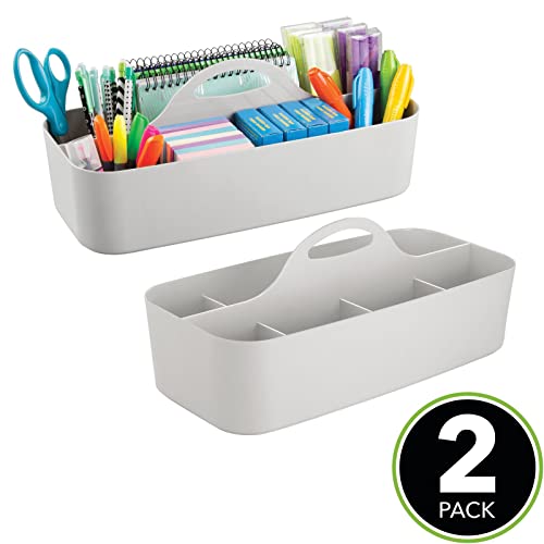 mDesign Large Plastic Divided Office Storage Organizer Caddy Tote with ...