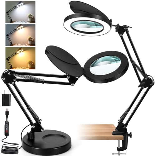 Veemagni 10X Magnifying Glass with Light and Stand, 2-in-1 LED ...